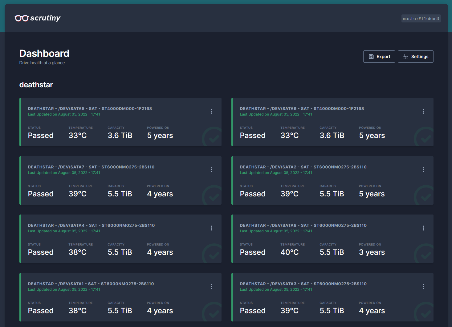 Scrutiny SMART Monitoring in Container Manager on a Synology NAS